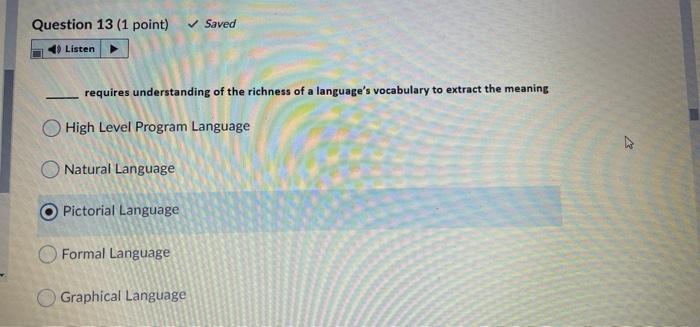 Solved v The term means a language of precise expressions | Chegg.com