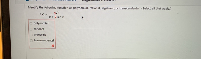 Solved Identify the following function as polynomial, | Chegg.com