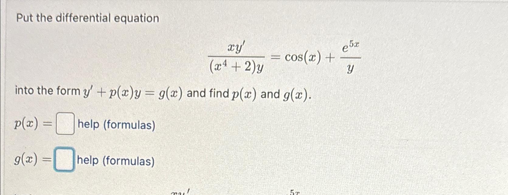 Solved Put the differential | Chegg.com