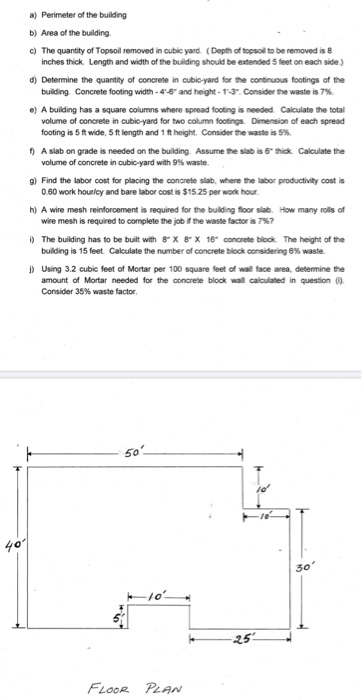 a) Perimeter of the building b) Area of the building | Chegg.com