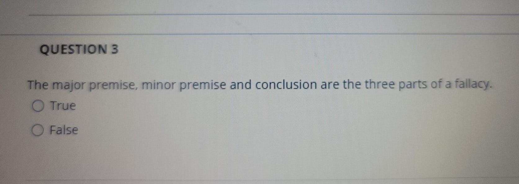 Solved QUESTION 3 The major premise, minor premise and | Chegg.com