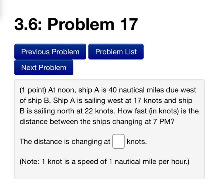 Solved (1 point) At noon, ship A is 40 nautical miles due | Chegg.com