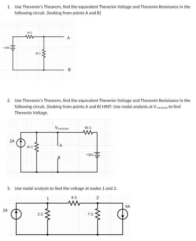Solved 1. Use Thevenin's Theorem, find the equivalent | Chegg.com