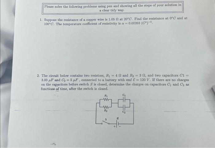 Please solve the following problems using pen and | Chegg.com