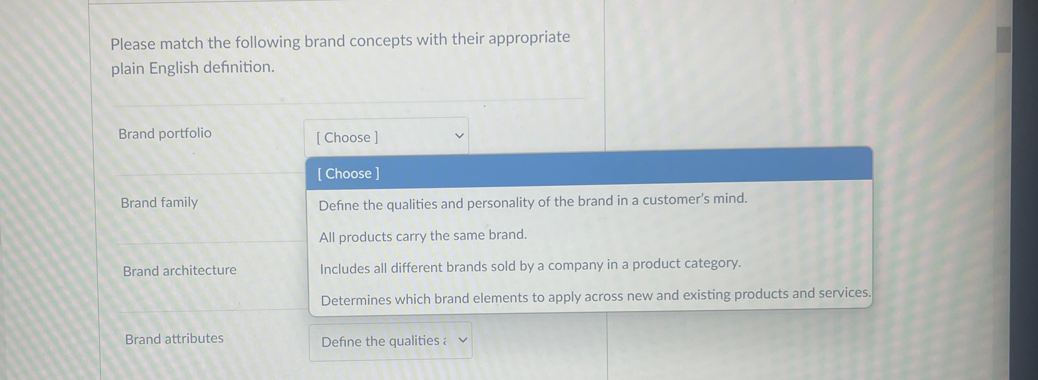 Solved Please match the following brand concepts with their | Chegg.com