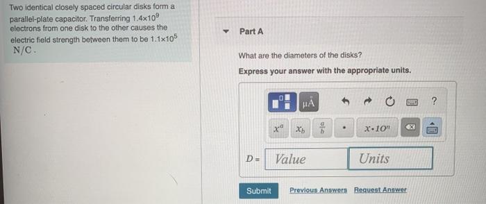 Solved Two identical closely spaced circular disks form a | Chegg.com