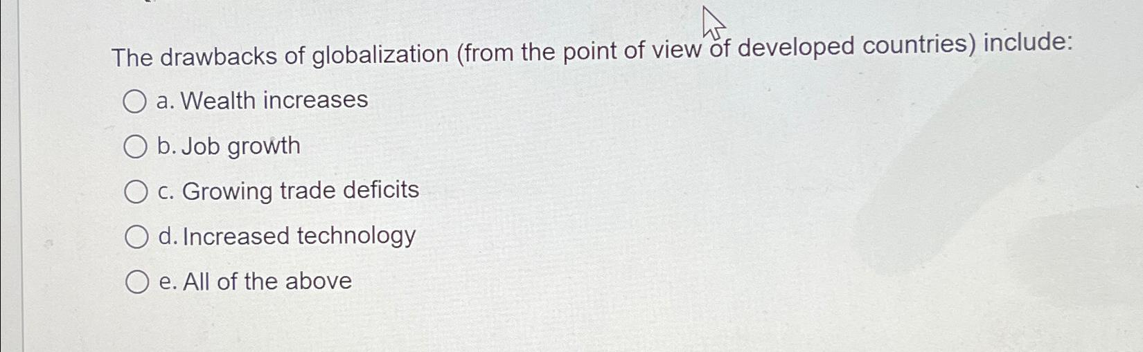 Solved The drawbacks of globalization (from the point of | Chegg.com