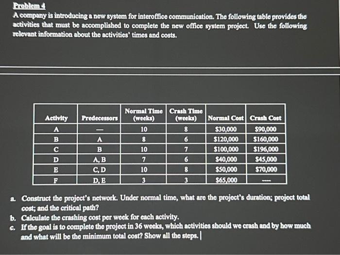 Problem 4 A company is introducing a new system for | Chegg.com