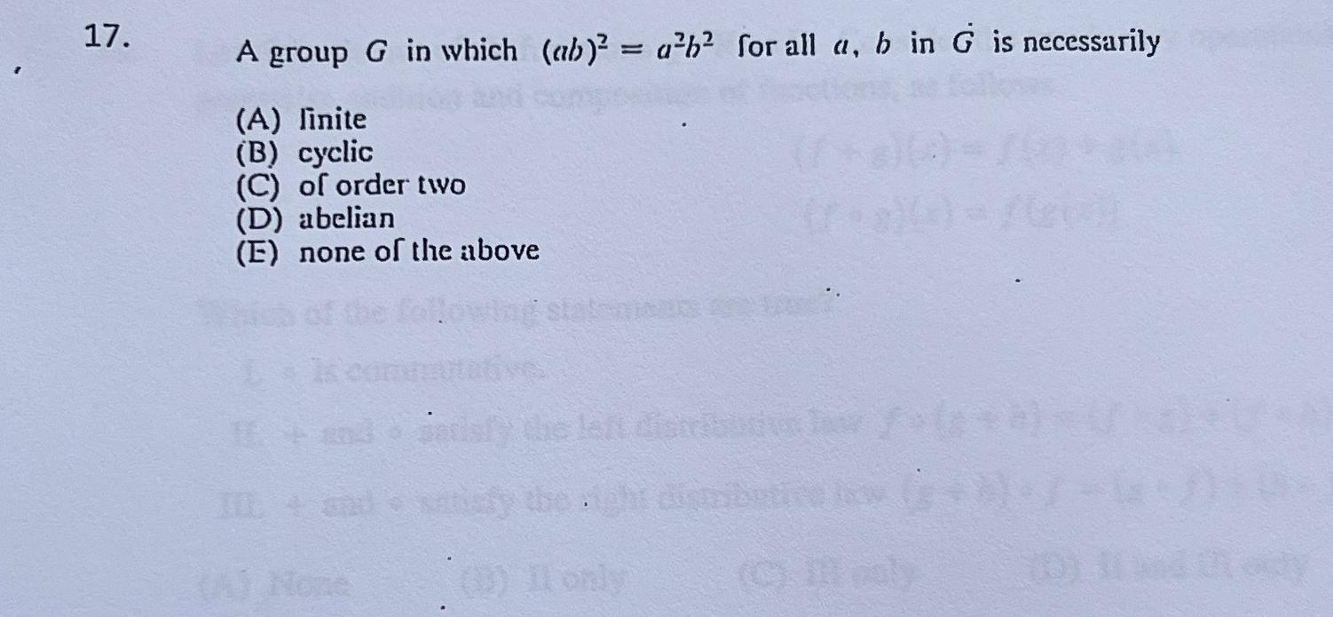 Solved A group G ﻿in which (ab)2=a2b2 ﻿for all a,b ﻿in G˙ | Chegg.com
