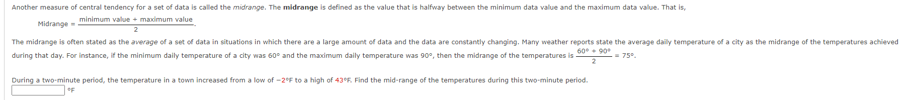 Solved Midrange = minimum value + maximum value 2.During a | Chegg.com Solved Midrange = minimum value + maximum value 2.During a | Chegg.com
