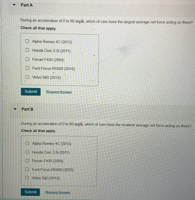 Solved \begin{tabular}{lcc} Make and Model (Year) & Mass | Chegg.com