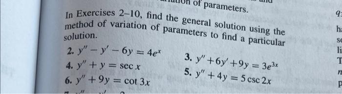 Solved of parameters. In Exercises 2-10, find the general | Chegg.com
