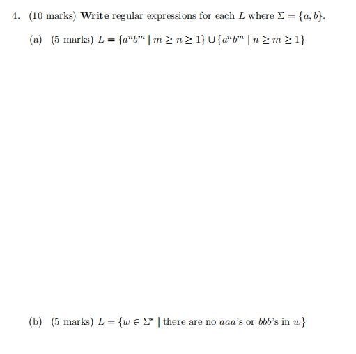 Solved (10 marks) Write regular expressions for each L | Chegg.com Solved (10 marks) Write regular expressions for each L | Chegg.com