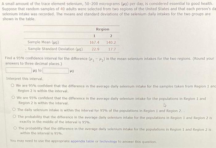 Solved A small amount of the trace element selenium, 50-200 | Chegg.com