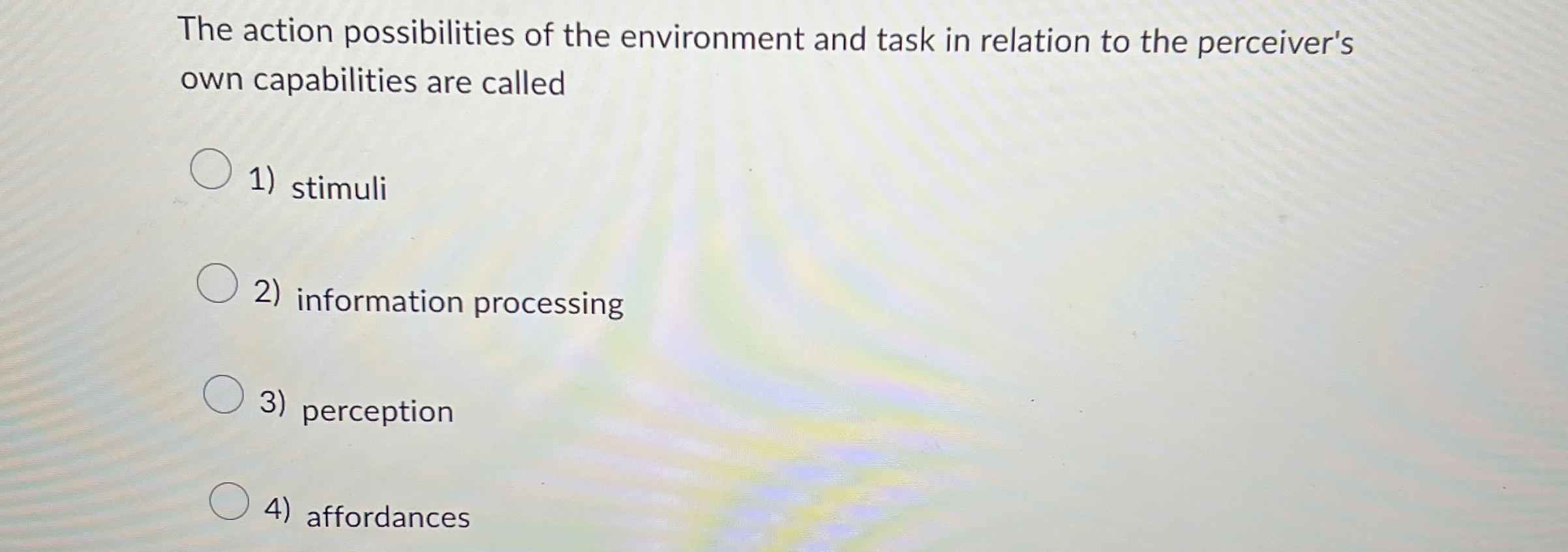 Solved The action possibilities of the environment and task | Chegg.com