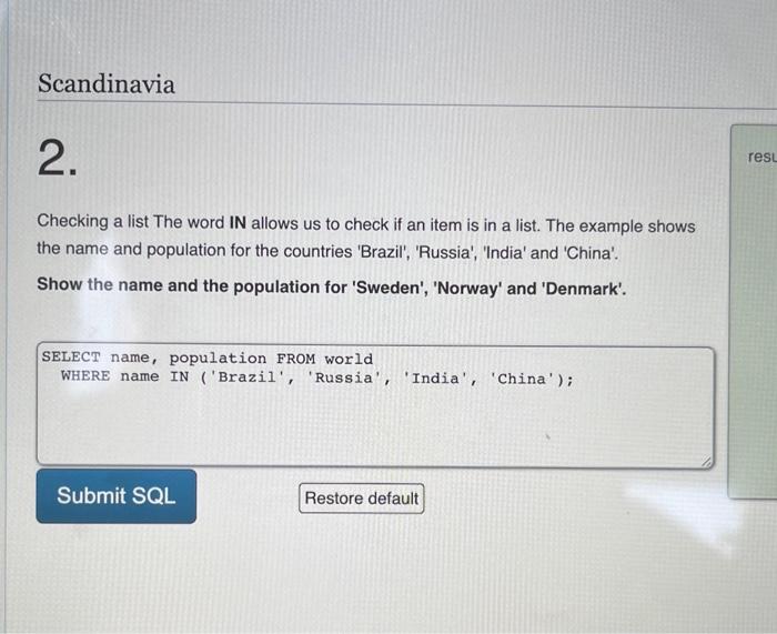 Solved Checking a list The word IN allows us to check if an | Chegg.com
