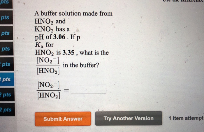 Solved pts pts pts pts A buffer solution made from HNO2 and | Chegg.com