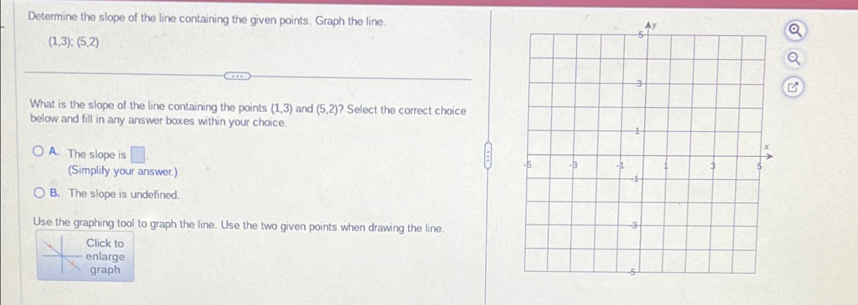 Solved Determine the slope of the line containing the given | Chegg.com