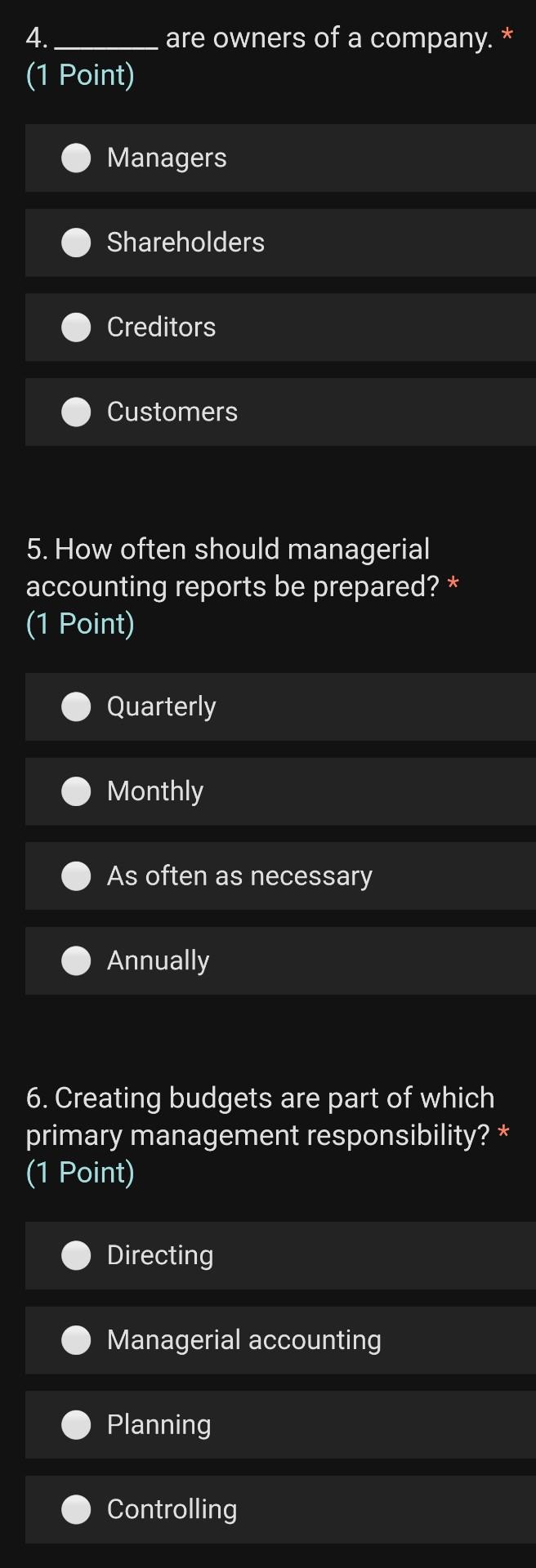 Solved are owners of a company. * 4. (1 Point) Managers | Chegg.com