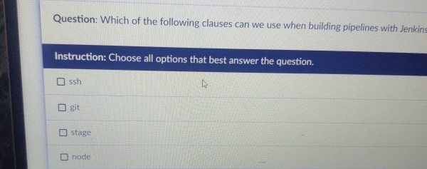 Solved Question: Which of the following clauses can we use | Chegg.com