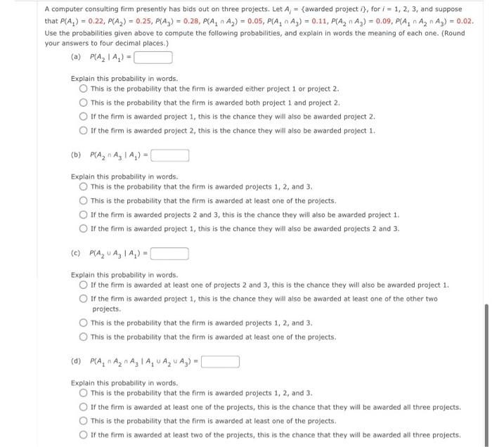 Solved A computer consulting firm presently has bids out on | Chegg.com