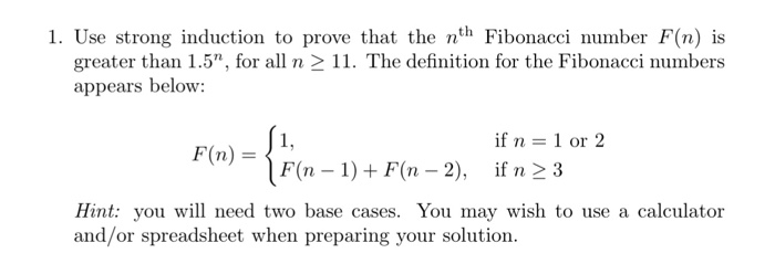 Solved 1. Use strong induction to prove that the nth | Chegg.com