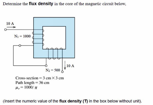 Solved Determine the flux density in ﻿the core of ﻿the | Chegg.com