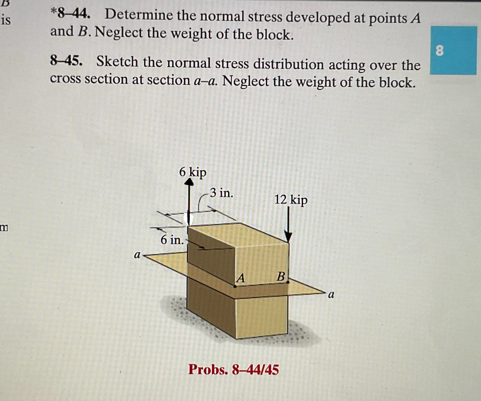 Solved *8-44. ﻿Determine the normal stress developed at | Chegg.com