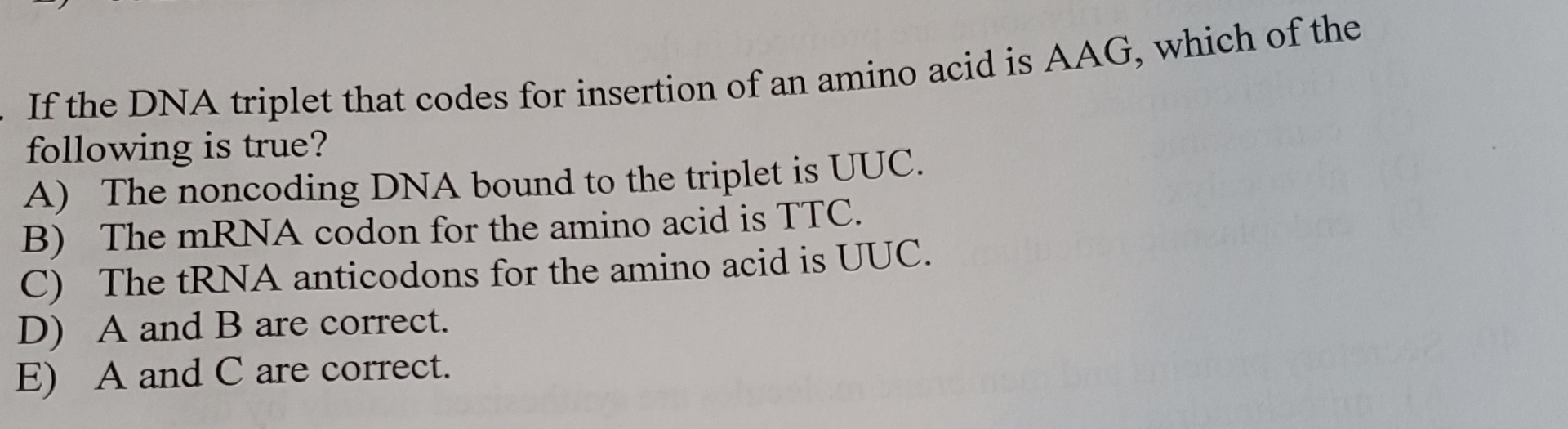 Solved If the DNA triplet that codes for insertion of an | Chegg.com