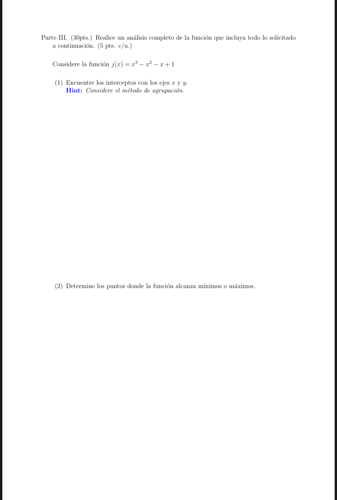 Solved Parte III. (30pts.) ﻿Realice un análisis completo de | Chegg.com