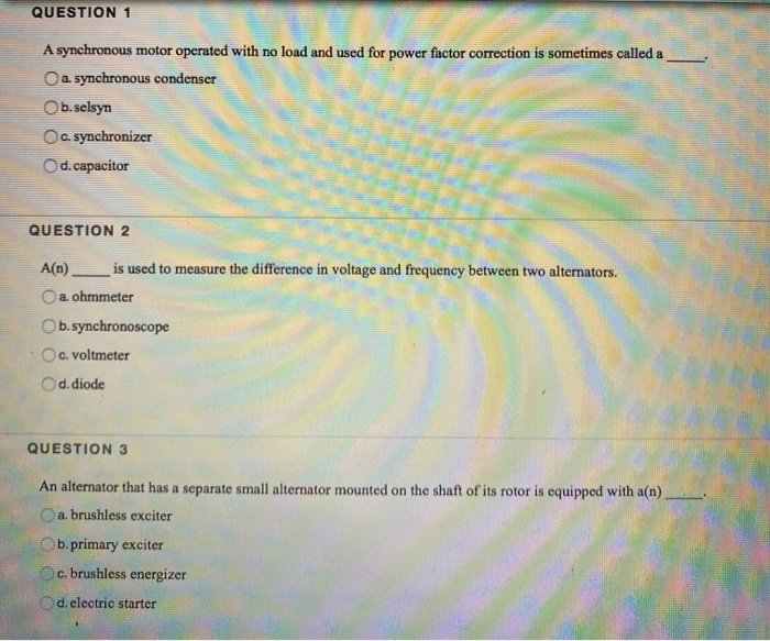 Solved QUESTION 1 A synchronous motor operated with no load | Chegg.com
