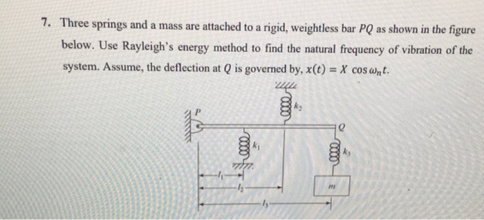 Solved 7. Three springs and a mass are attached to a rigid, | Chegg.com