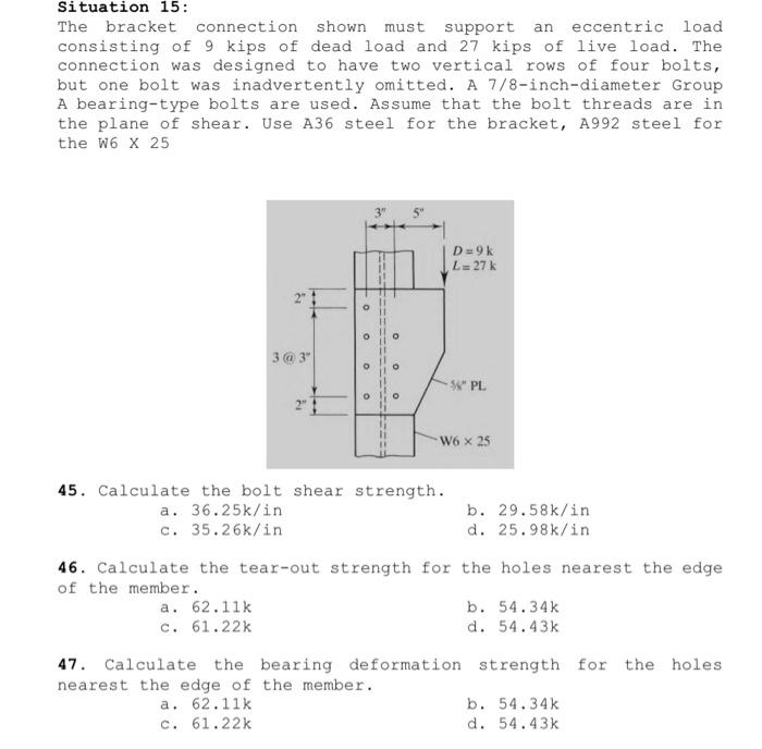 Solved The bracket connection shown must support an | Chegg.com