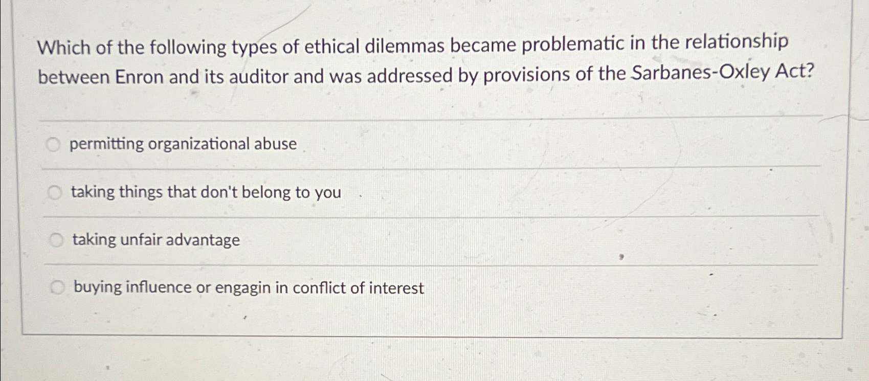 Solved Which of the following types of ethical dilemmas | Chegg.com