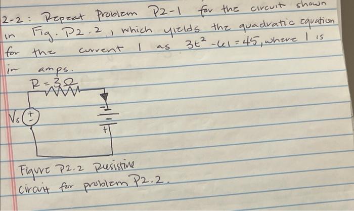 Solved which in 2-2 Repeat Problem P2-1 for the circuit | Chegg.com