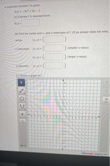 Solved A quadratic function f is given. f(x)=−3x2+6x−2 (a) | Chegg.com