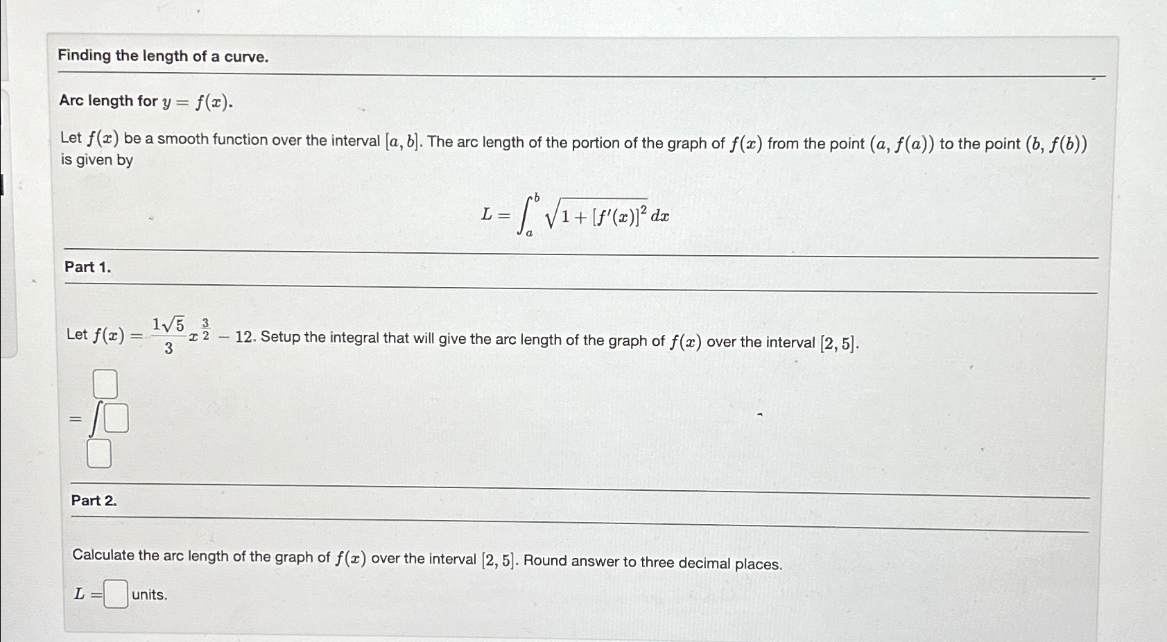Solved Help Calc 2 ﻿HOmework Finding the length of a | Chegg.com