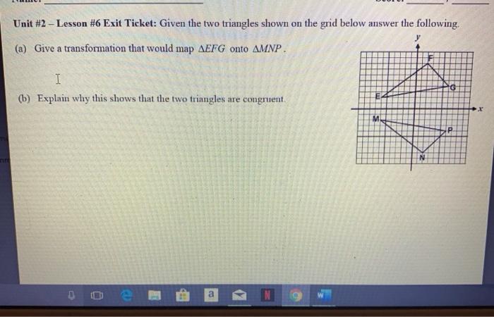 Solved Unit #2 - Lesson #6 Exit Ticket: Given the two | Chegg.com