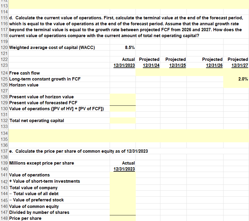 Solved Please answer questions D and E shown in the excel | Chegg.com
