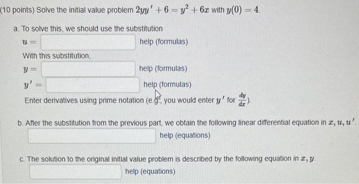 Solved 0 points) Solve the initial value problem | Chegg.com
