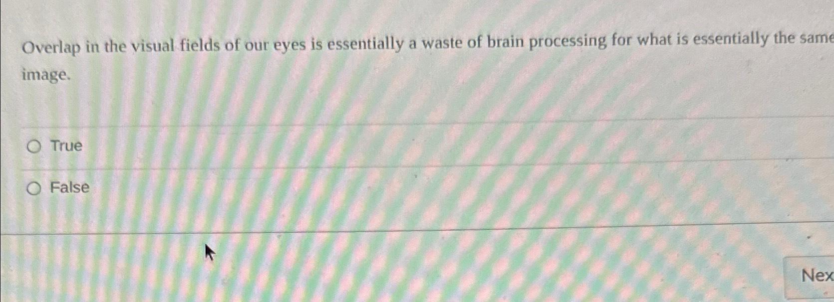 Solved Overlap in the visual fields of our eyes is | Chegg.com