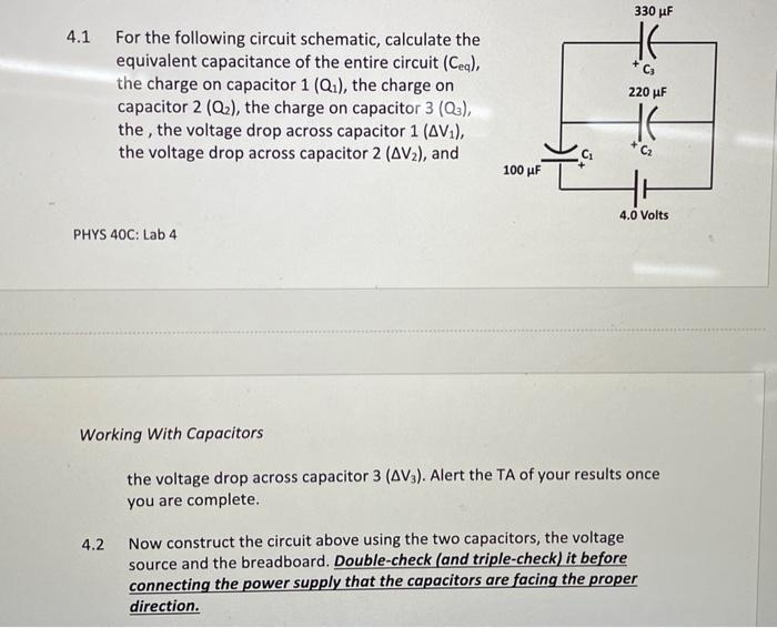 Solved 4.1 For the following circuit schematic, calculate | Chegg.com