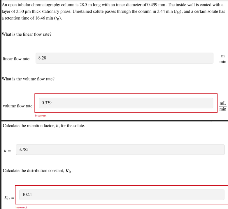 Solved Calculate the retention factor, k, ﻿for the | Chegg.com
