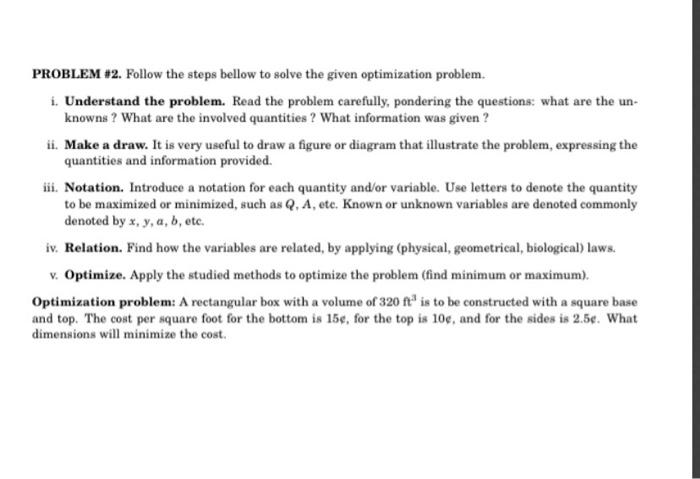 Solved PROBLEM #2. Follow the steps bellow to solve the | Chegg.com