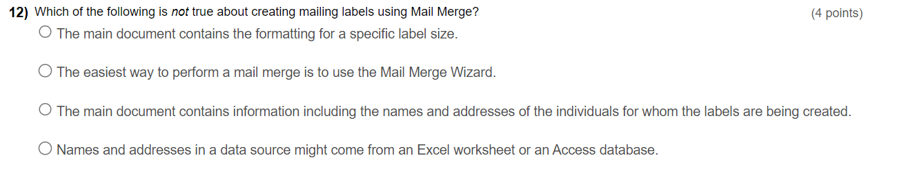 Solved Which of the following is not true about creating | Chegg.com