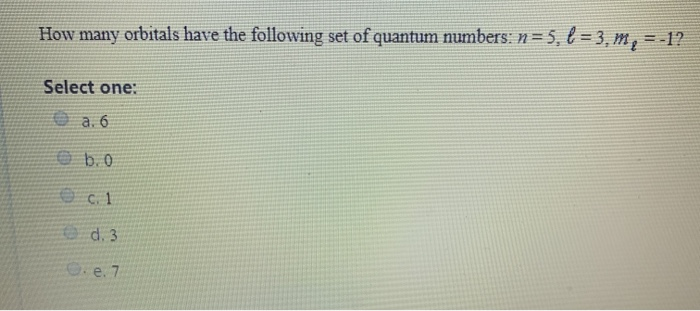 Solved How many orbitals have the following set of quantum | Chegg.com