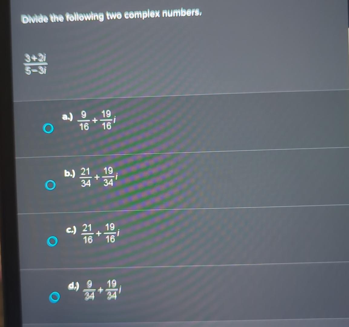Solved Divide the following two complex | Chegg.com