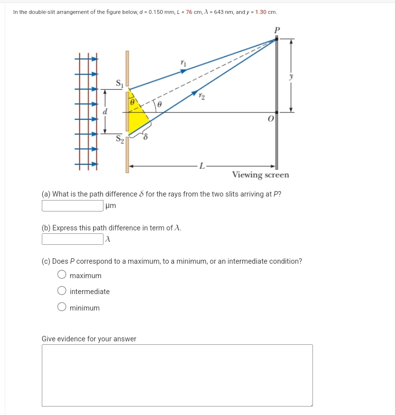 Solved In the double-slit arrangement of the figure below, | Chegg.com