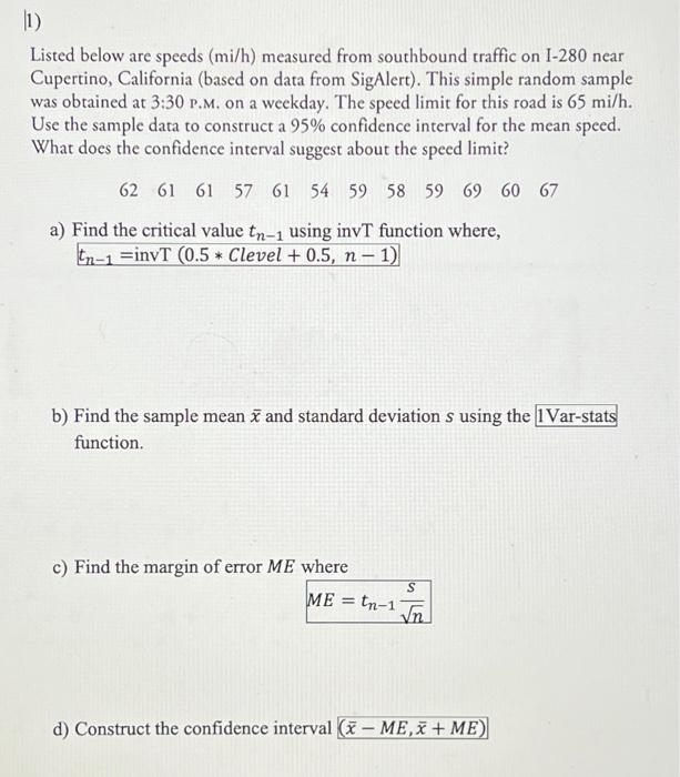 Solved e) Construct the confidence interval using TI-84 | Chegg.com