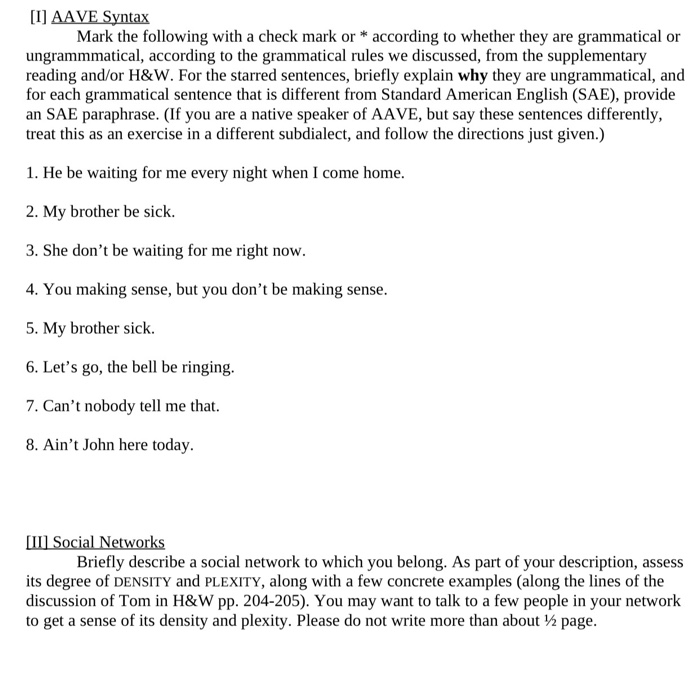 [I] AAVE Syntax Mark the following with a check mark | Chegg.com